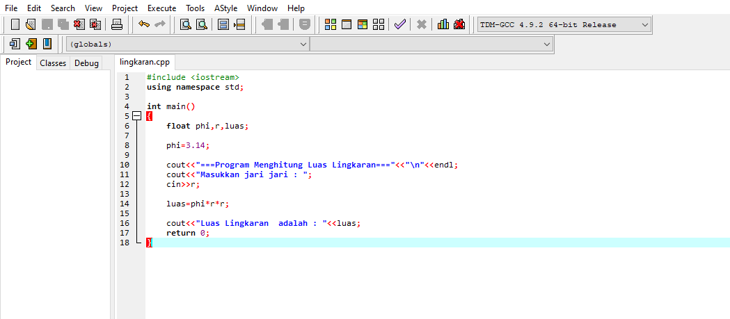 Cara Menghitung Luas Lingkaran Di C++ - Dhuo Creative