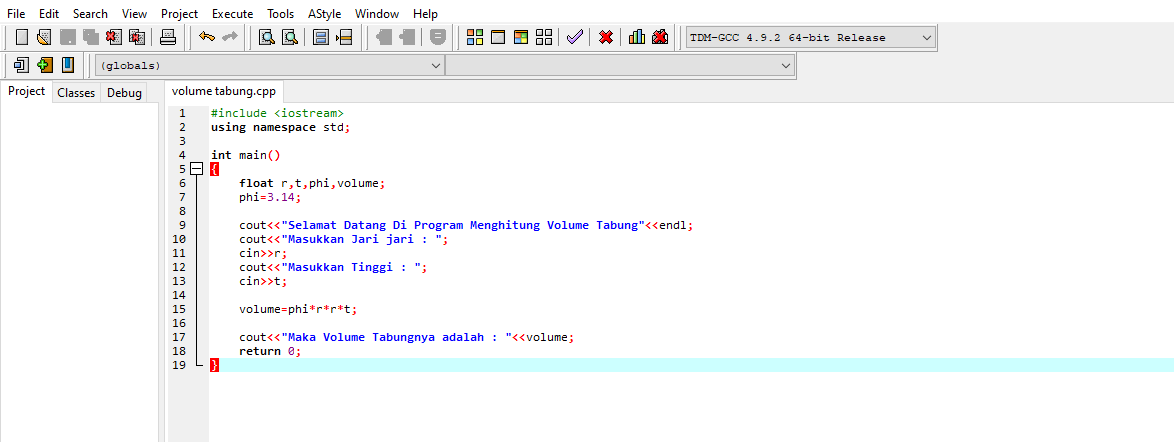 Cara Menghitung Volume Tabung Di C++ - Dhuo Creative