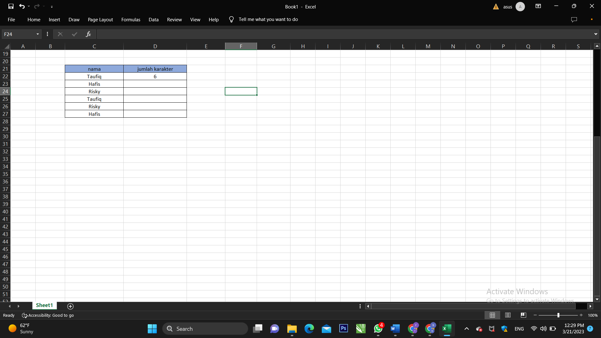 Menghitung Jumlah Karakter Excel - Dhuo Creative